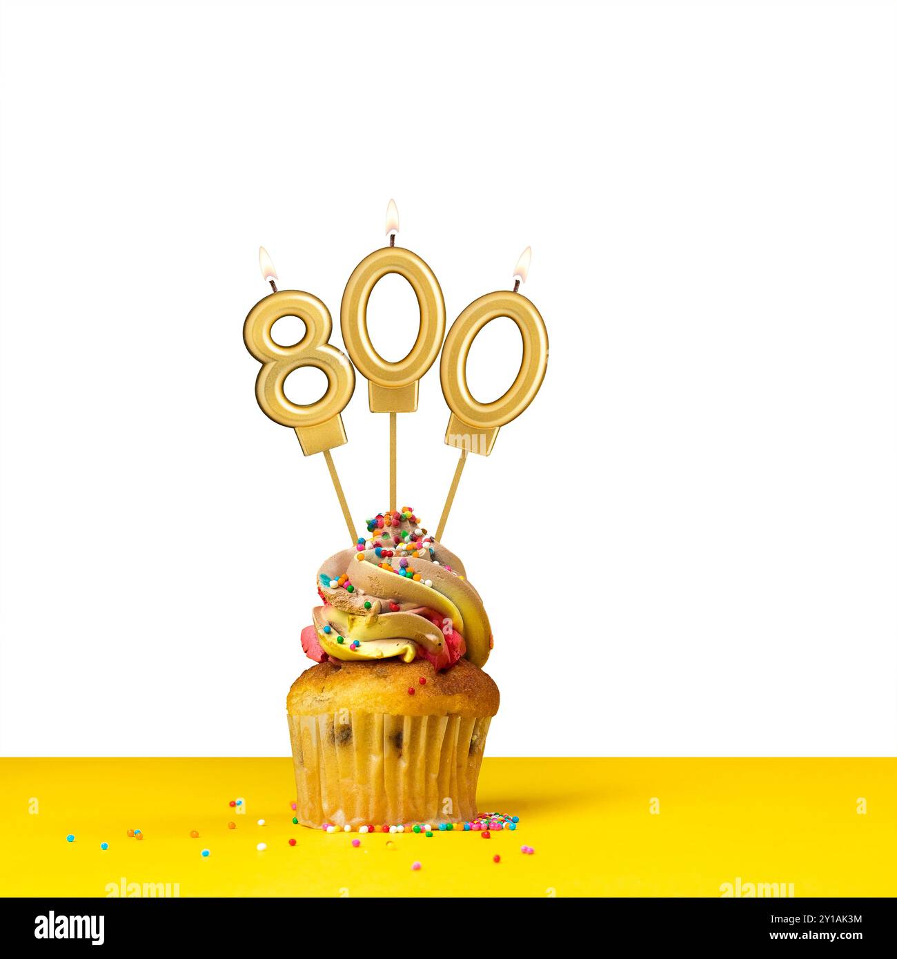 Birthday candle number 800 - Cupcake on white background Stock Photo ...