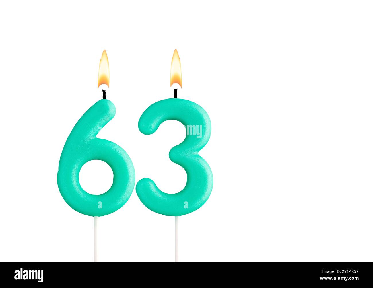 Green birthday candle on white background - Candle number 63 Stock ...