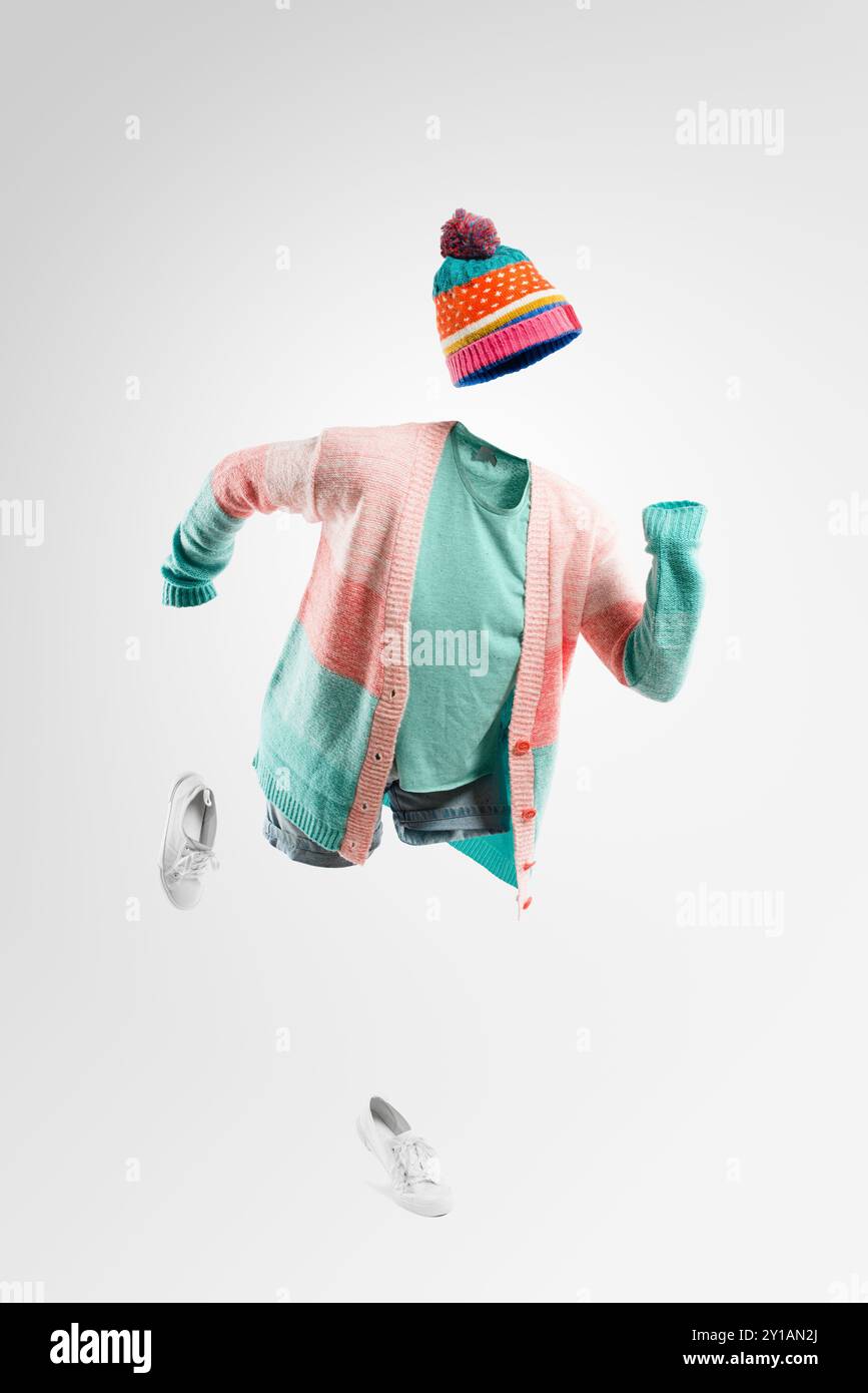 Invisible, fashion and person in studio with youth outfit, trendy ...