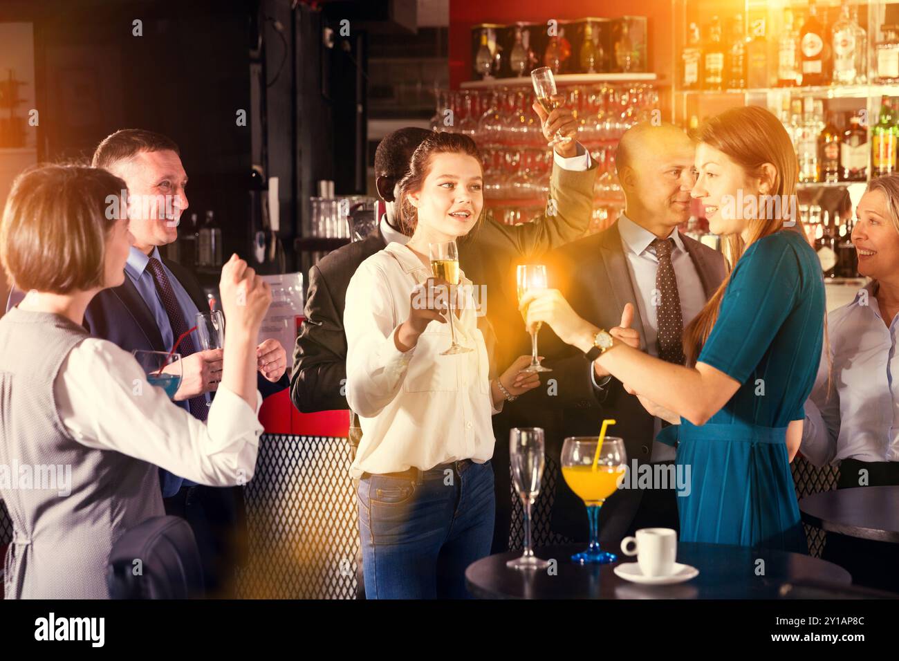 Girls having fun on corporate party Stock Photo - Alamy