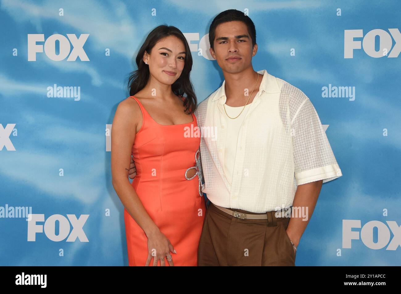 Zoe Cipres, left,and Alex Aiono seen during the FOX Fall Press Day at ...
