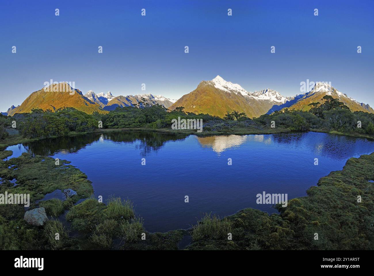 View from Key Summit to Mt Christina (centre), Fiordland National Park ...
