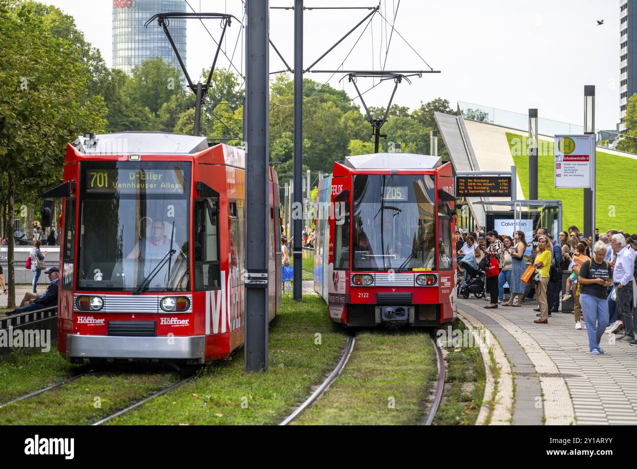 Local transport, Rheinbahn trams, Schadowstrasse stop, North Rhine ...