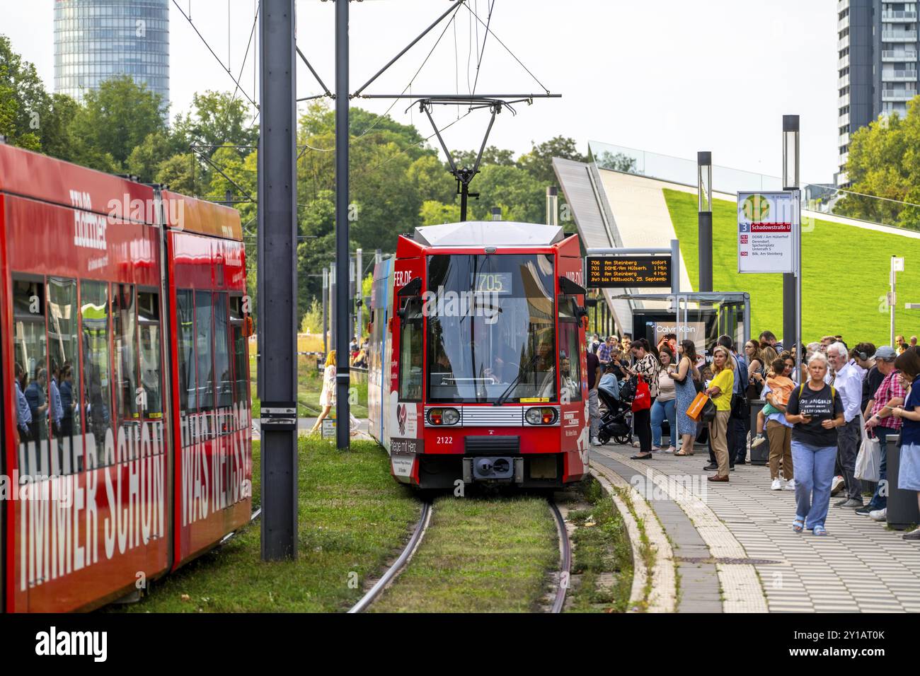 Local transport, Rheinbahn trams, Schadowstrasse stop, North Rhine ...