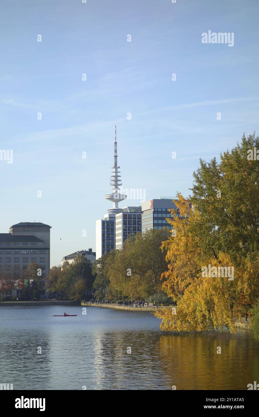 Heinrich Hertz Tower and Inner Alster in Hamburg Stock Photo - Alamy