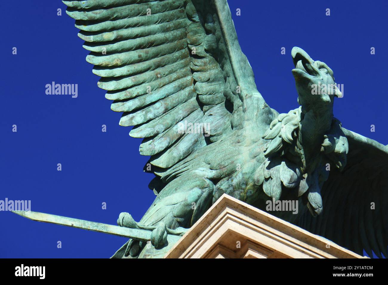 Sculpture of the bird Turul on the Savoy Terrace in Budapest Stock ...