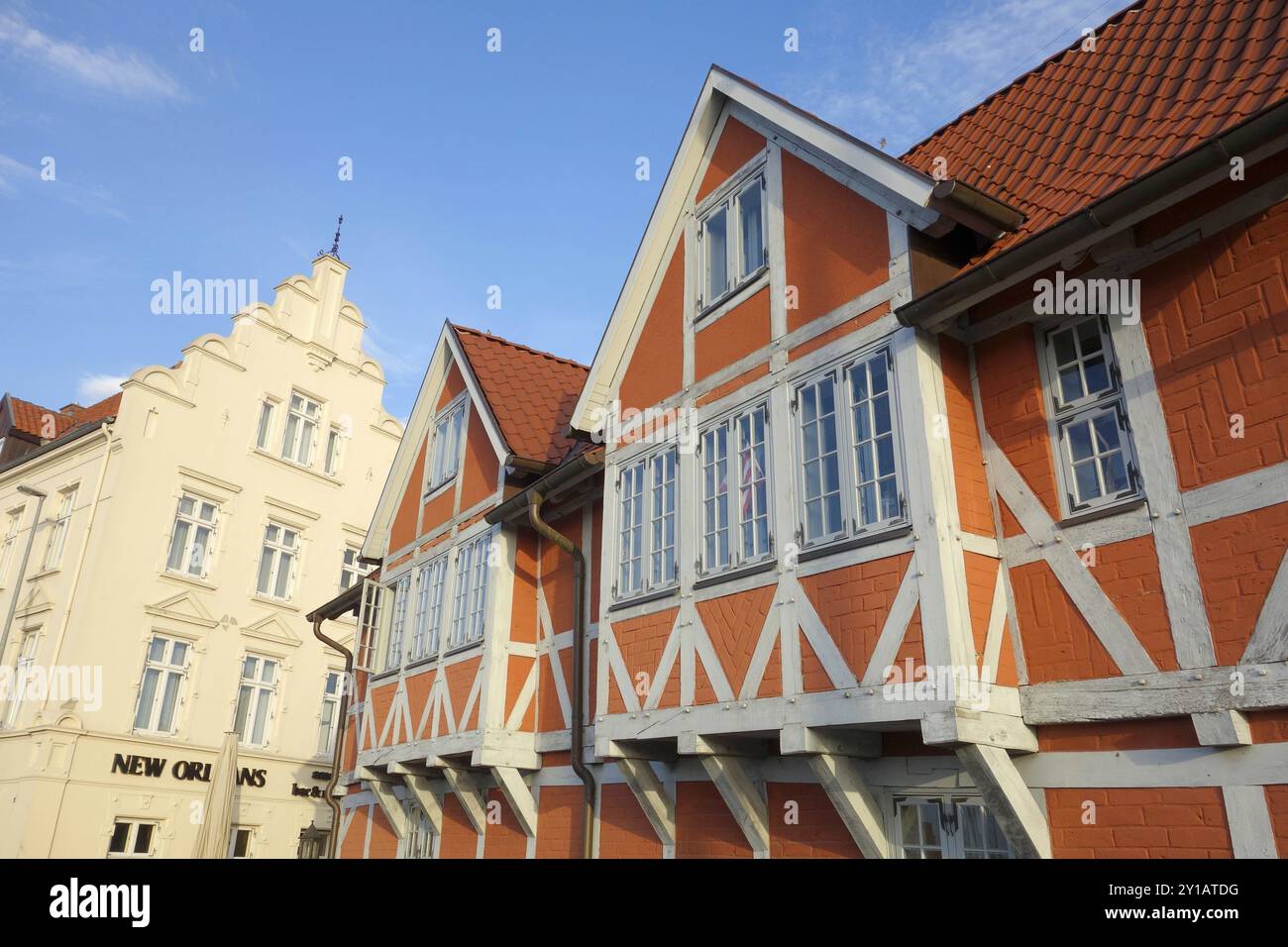 House Schiefes Gewoelbe and Grube in the Hanseatic city of Wismar Stock ...