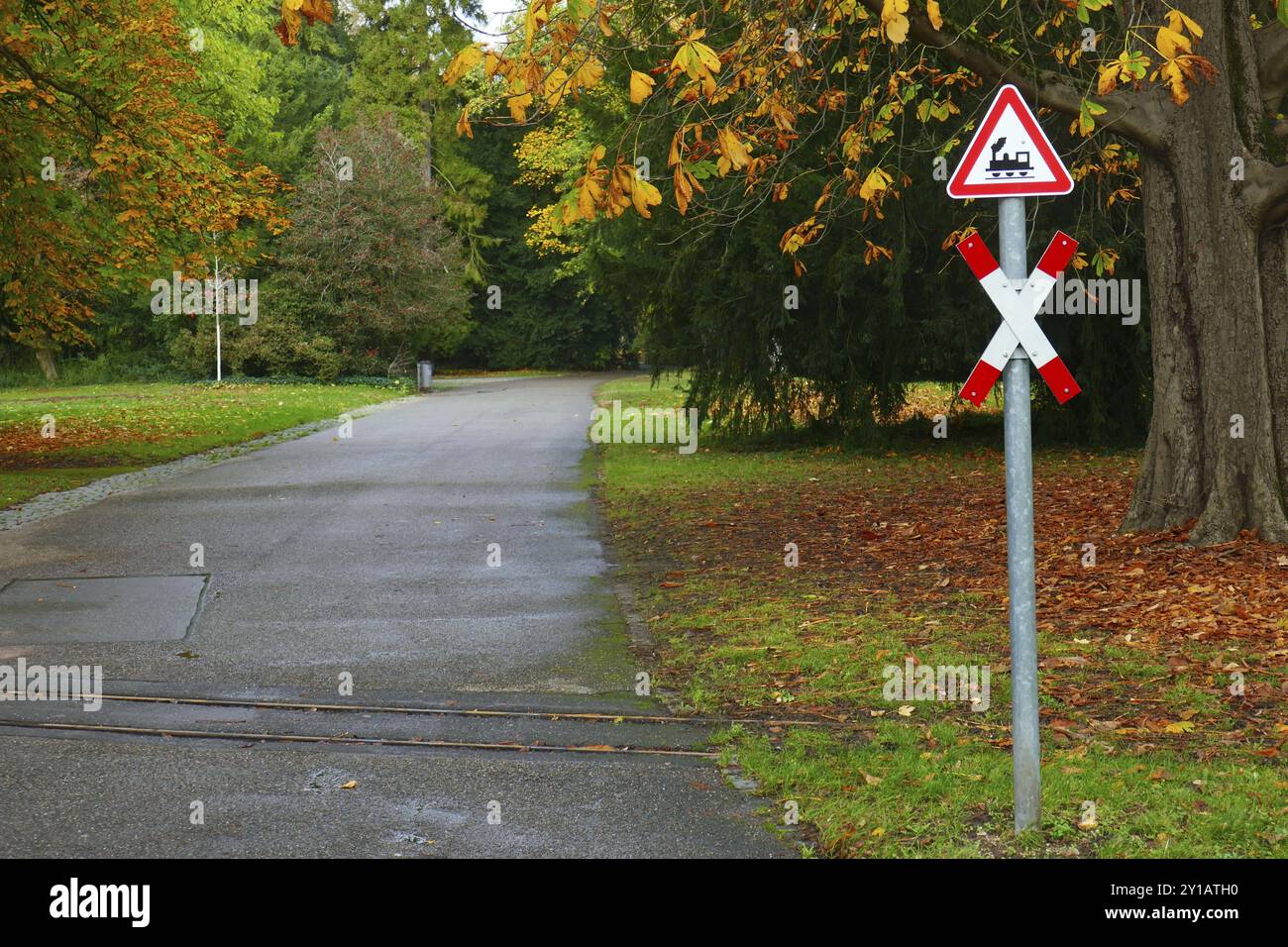 Warning sign Attention rail traffic Stock Photo - Alamy