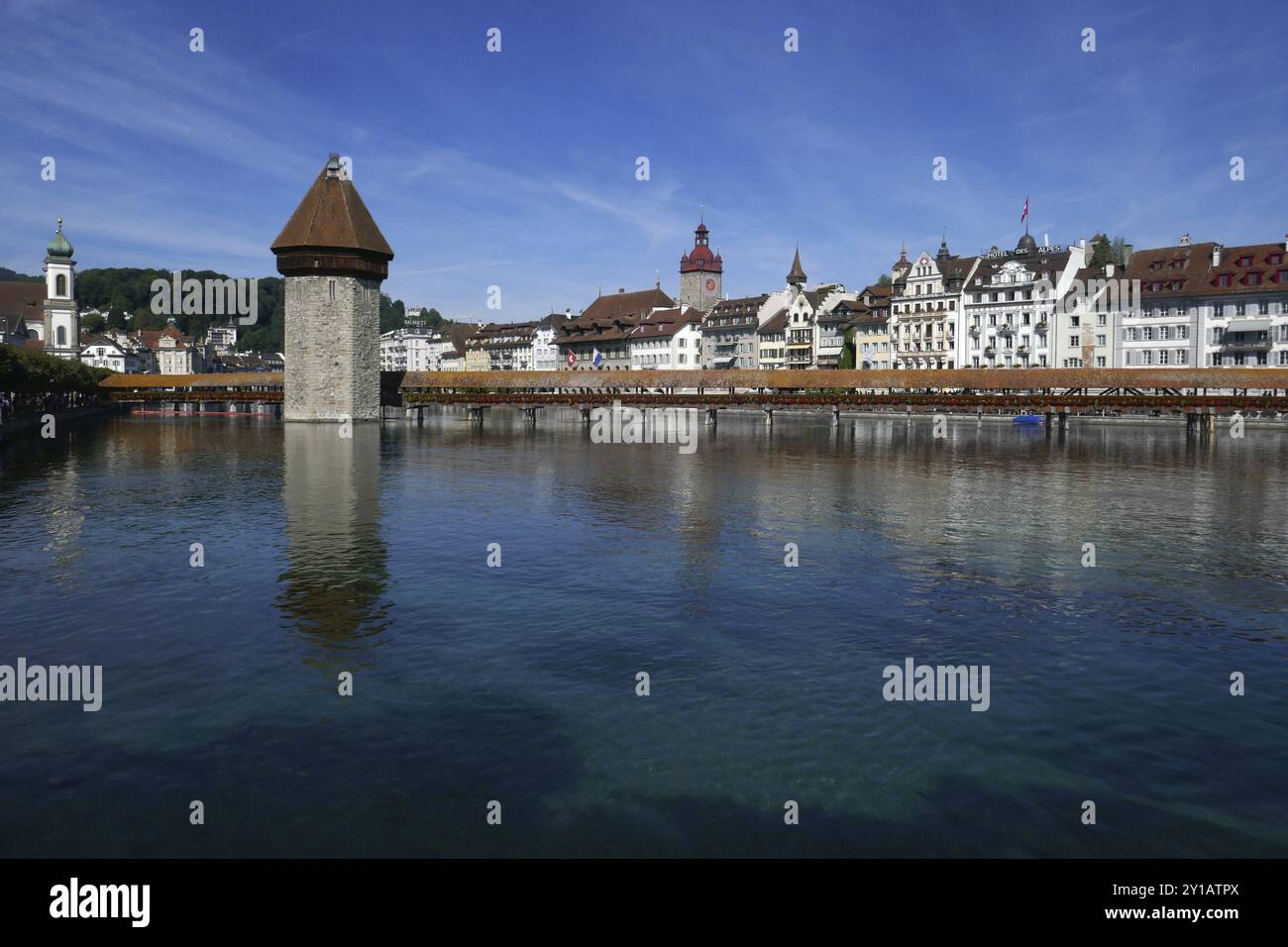 Chapel Bridge and water tower in Lucerne Stock Photo - Alamy