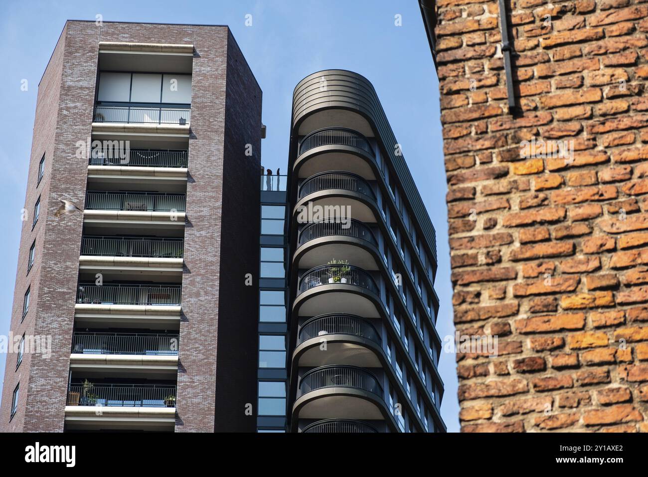 Modern and old architecture in the Maas harbour in Venlo, Netherlands ...