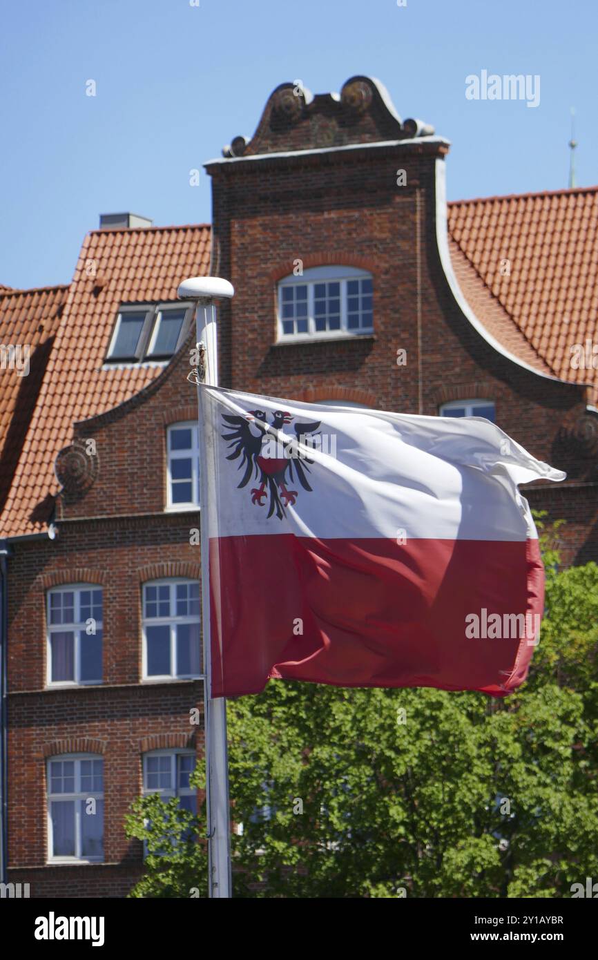 Flag of the Hanseatic City of Luebeck Stock Photo - Alamy