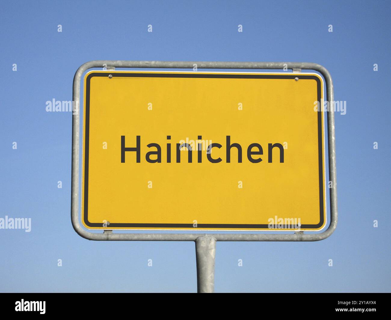 Town sign Hainichen Stock Photo - Alamy