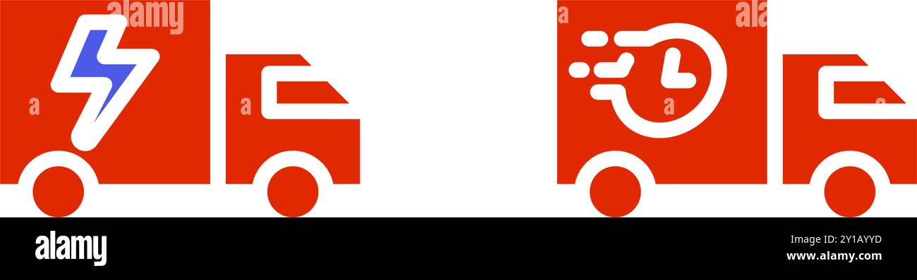 Icon fast truck delivery with flash and clock symbols. Editable file ...