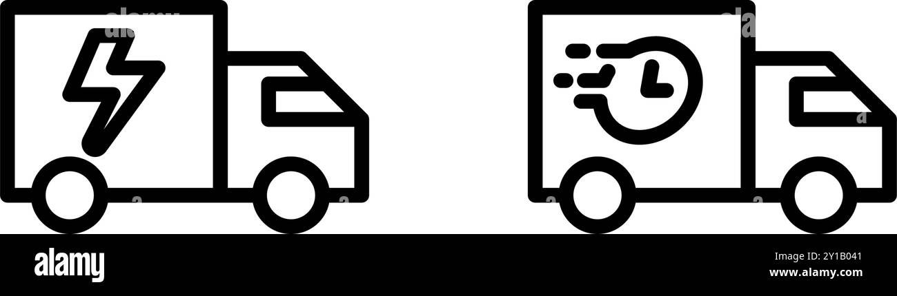 Icon fast truck delivery with flash and clock symbols. Editable file ...