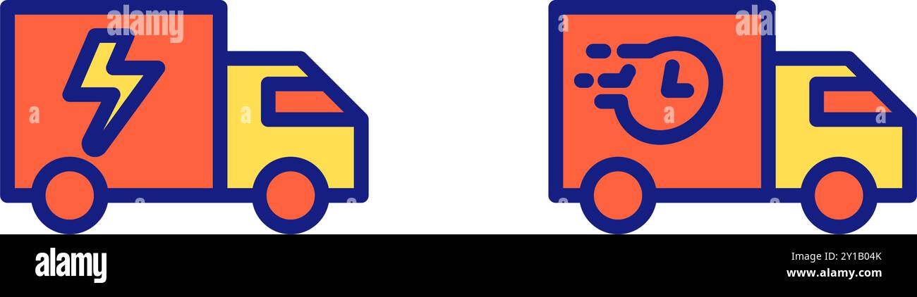 Icon fast truck delivery with flash and clock symbols. Editable file ...