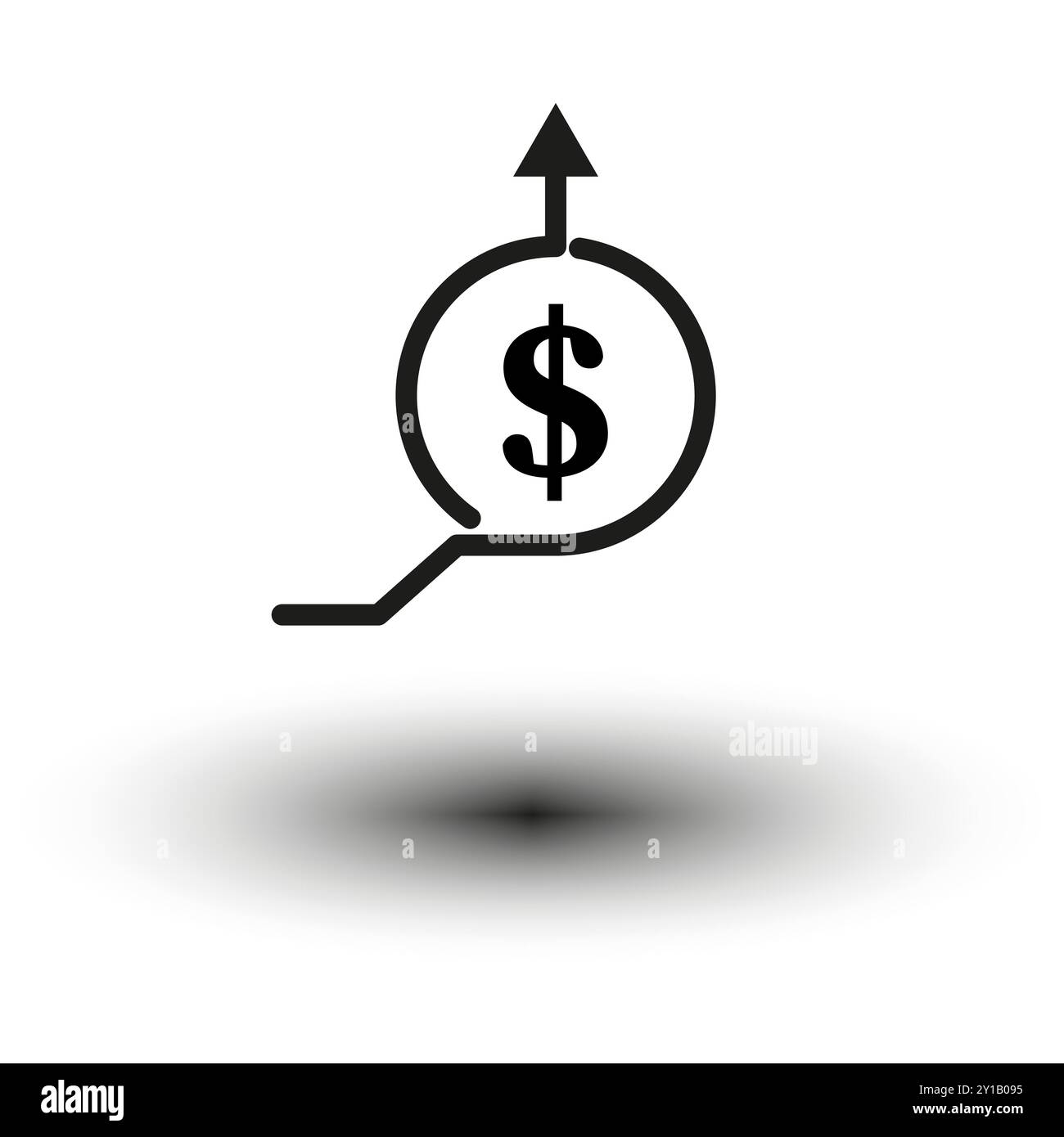 Dollar sign icon. Arrow pointing upwards. Financial growth symbol ...