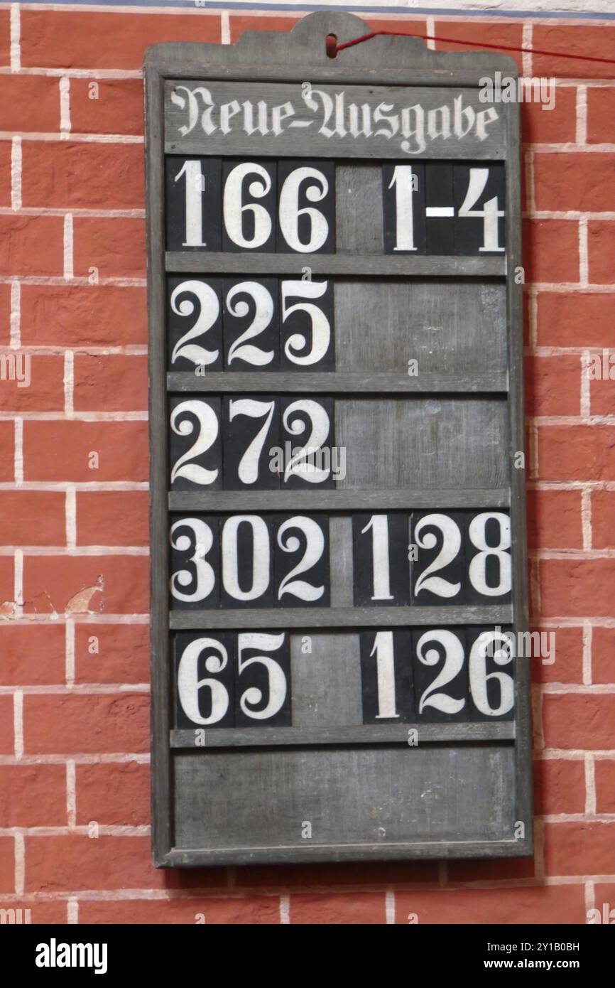 Display board for psalm and chorale numbers in the church service Stock ...