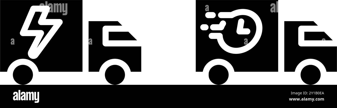 Icon fast truck delivery with flash and clock symbols. Editable file ...
