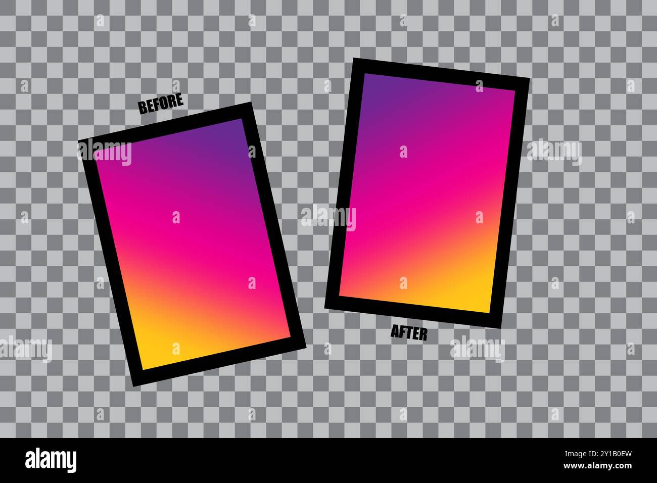 Before and after concept. Gradient background pair. Tilted colorful ...