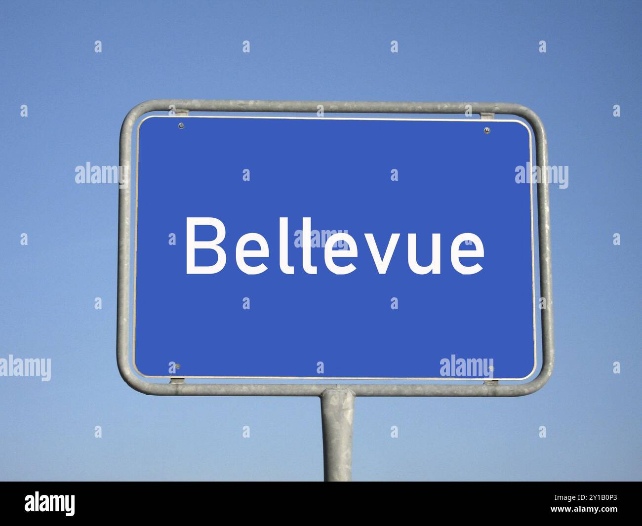 Bellevue town sign Stock Photo - Alamy