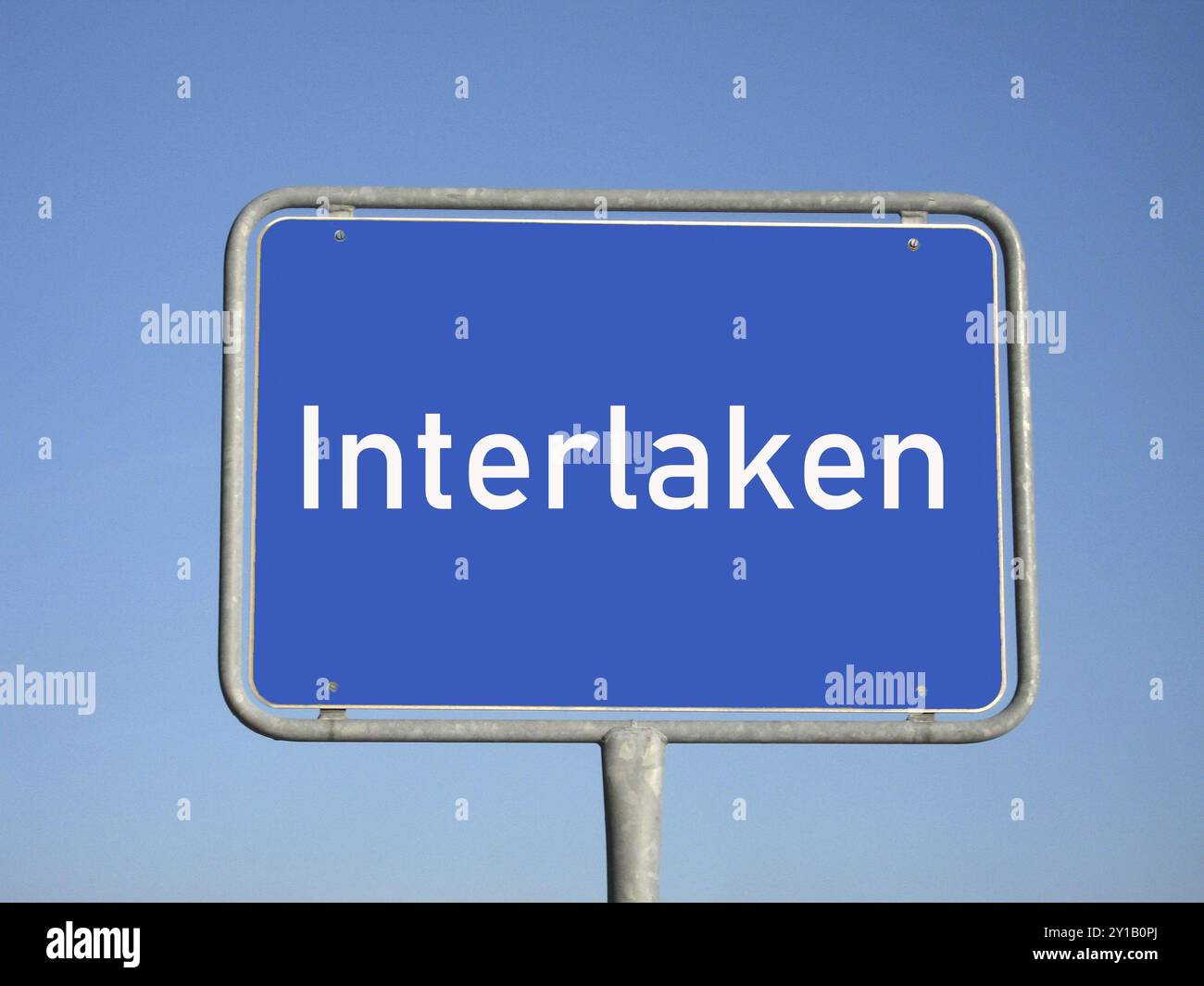 Town sign Interlaken Stock Photo - Alamy