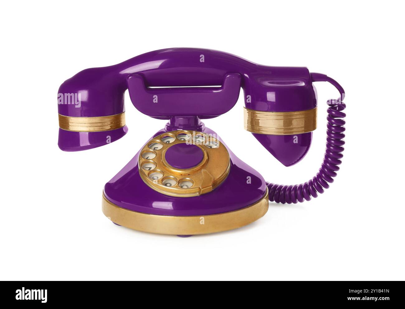 Elegant vintage purple telephone isolated on white Stock Photo - Alamy