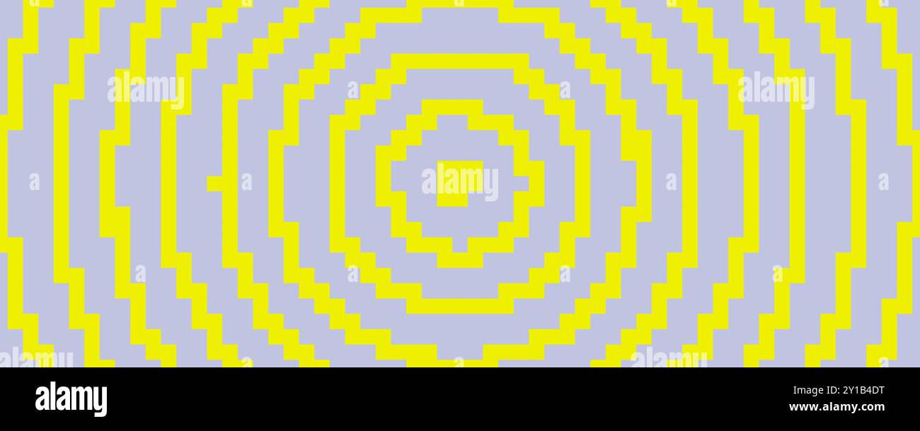 Pixelated concentric circles texture. Yellow and grey dithered radial ...