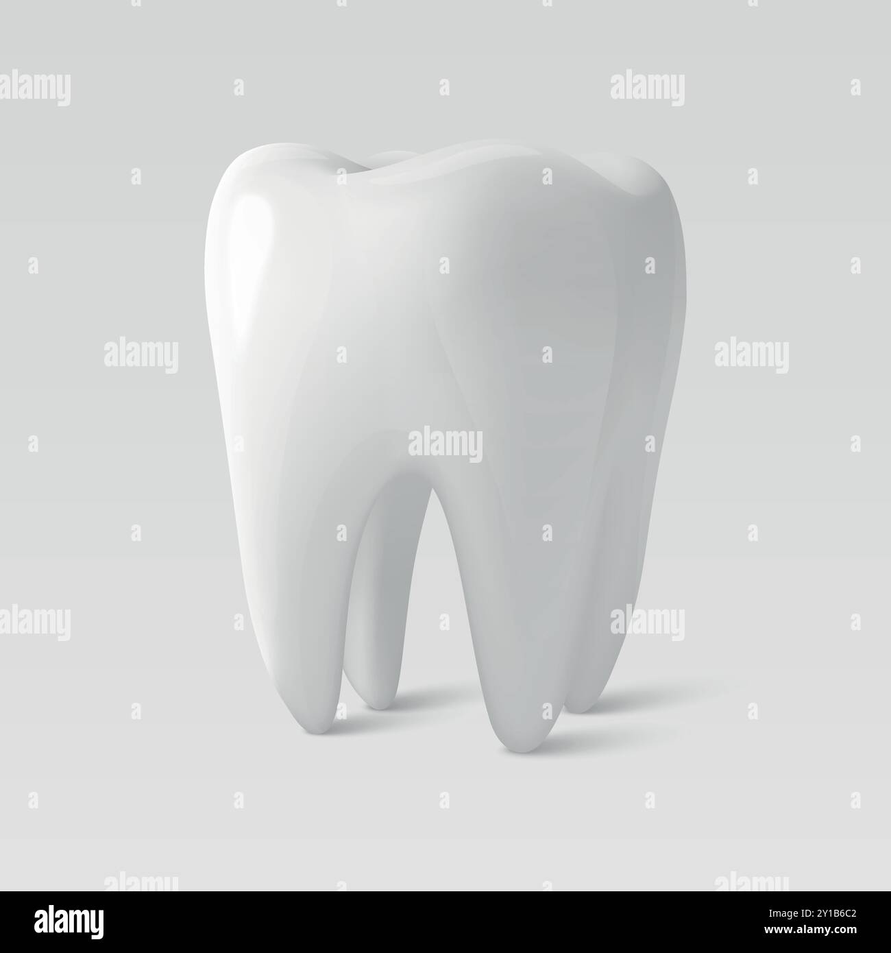 Vector 3d Realistic Tooth Closeup Isolated on White Background. Medical ...