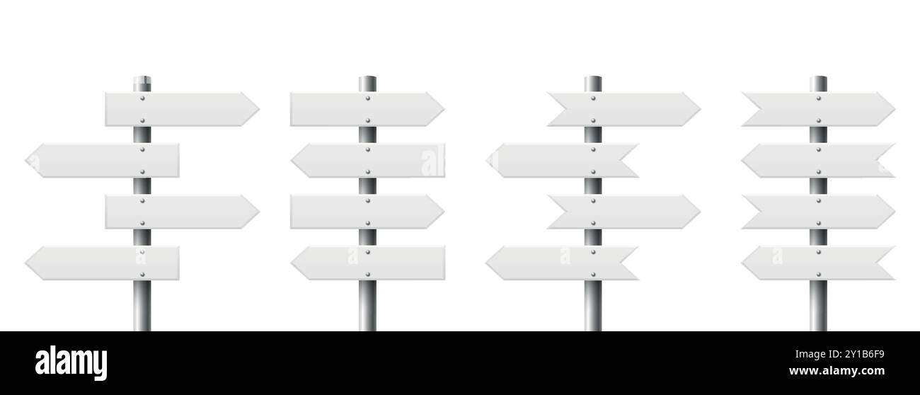 Realistic Sign Post Set. Realistic Blank Road Signboard. Plywood ...