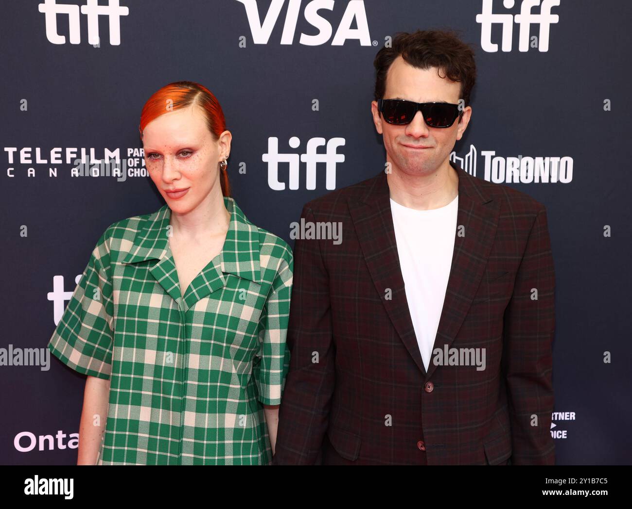 Toronto, Canada. 05th Sep, 2024. Rebecca-Jo Dunham and Jay Baruchel arriving at ‘The Tragically ...