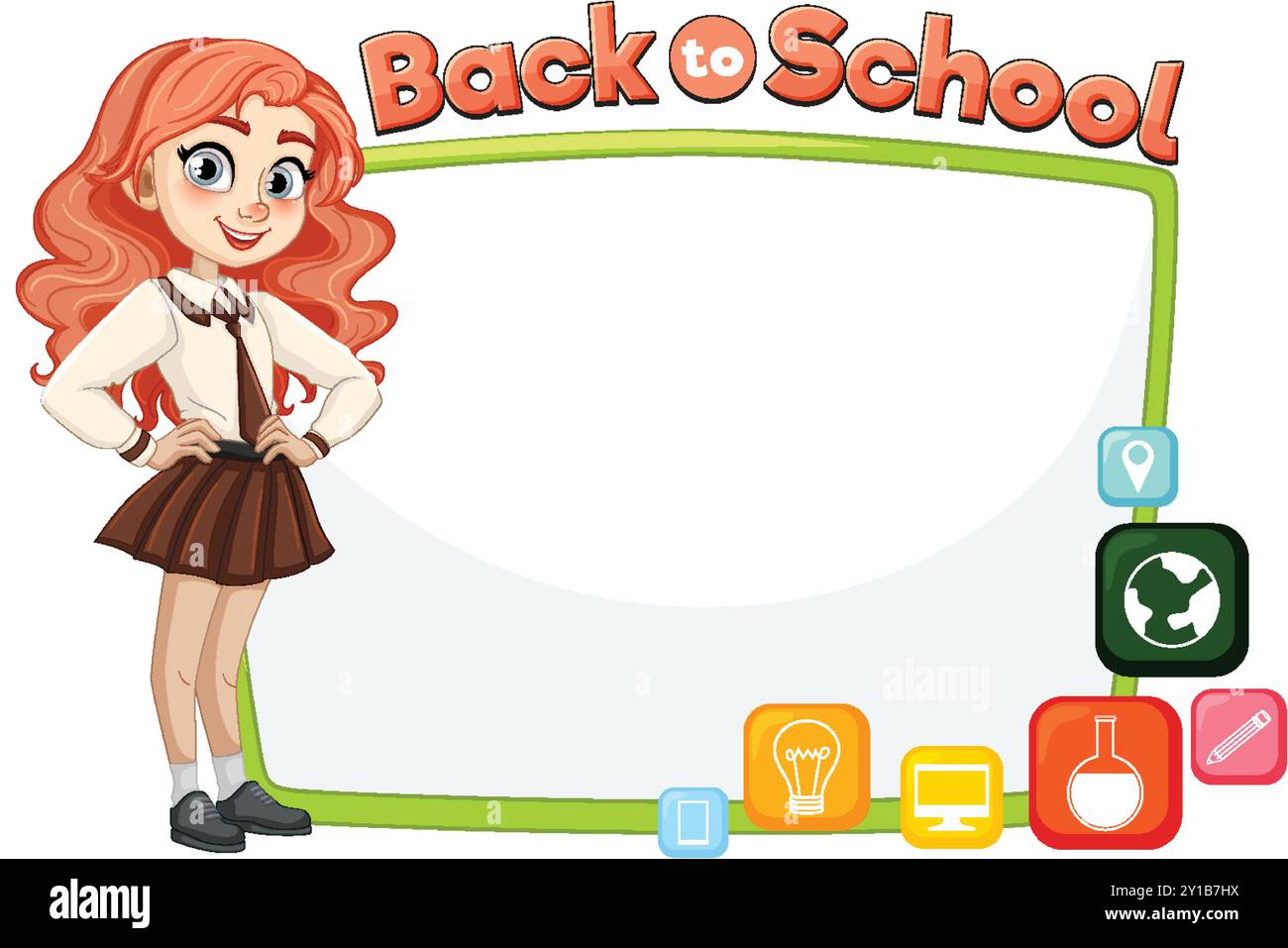 Girl ready for school with icons Stock Vector Image & Art - Alamy