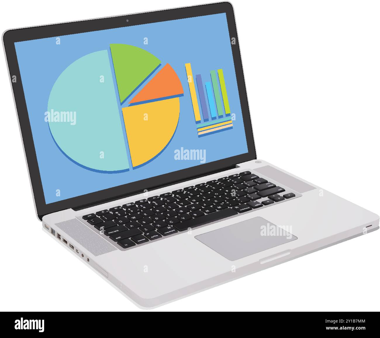 Laptop showing pie and bar charts Stock Vector Image & Art - Alamy