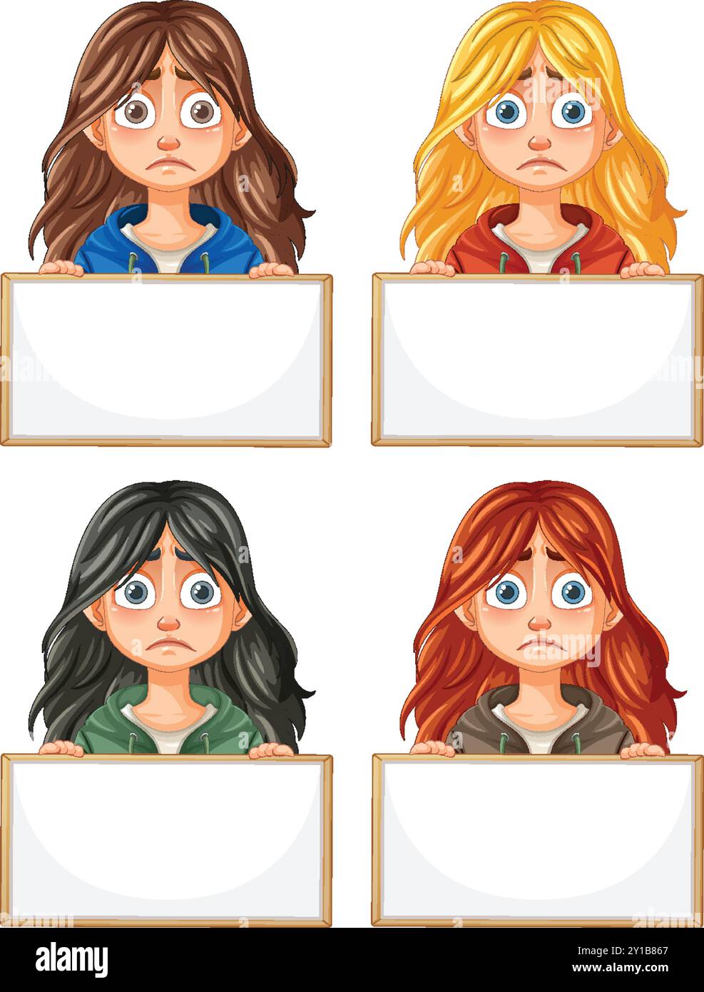 Four sad girls with blank signs Stock Vector Image & Art - Alamy