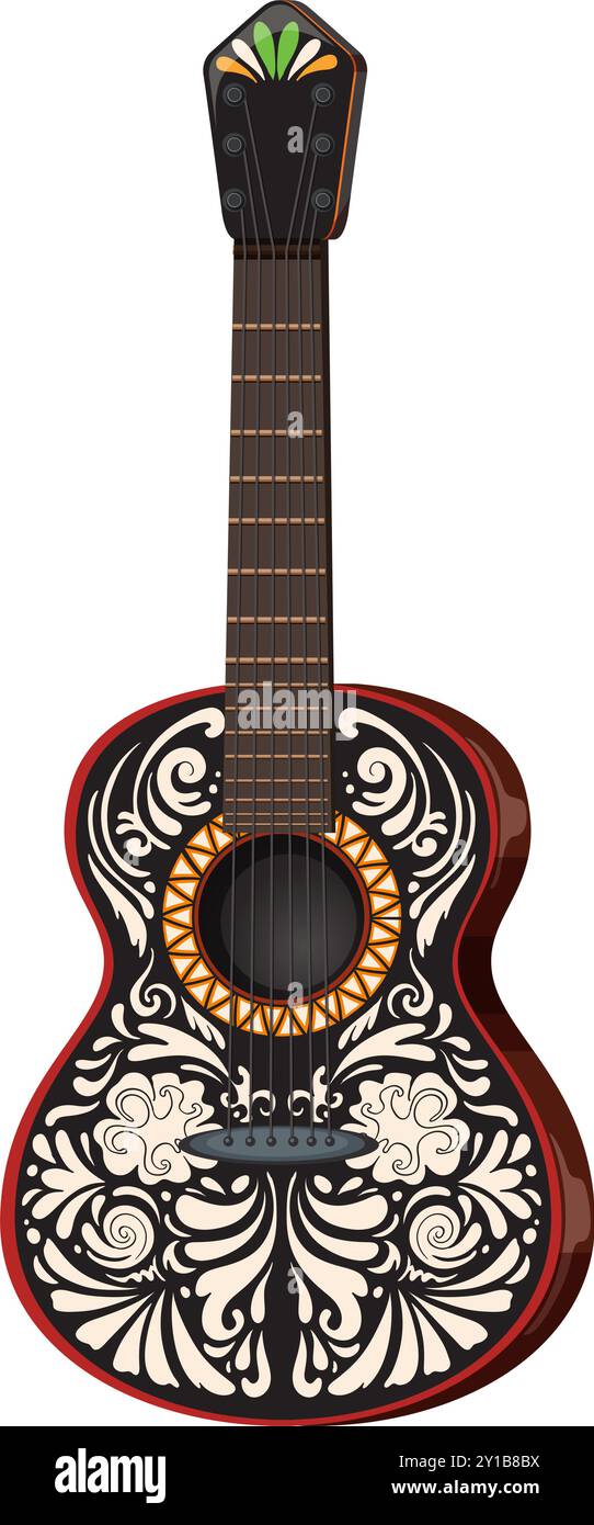 Colorful guitar with intricate Mexican designs Stock Vector Image & Art ...