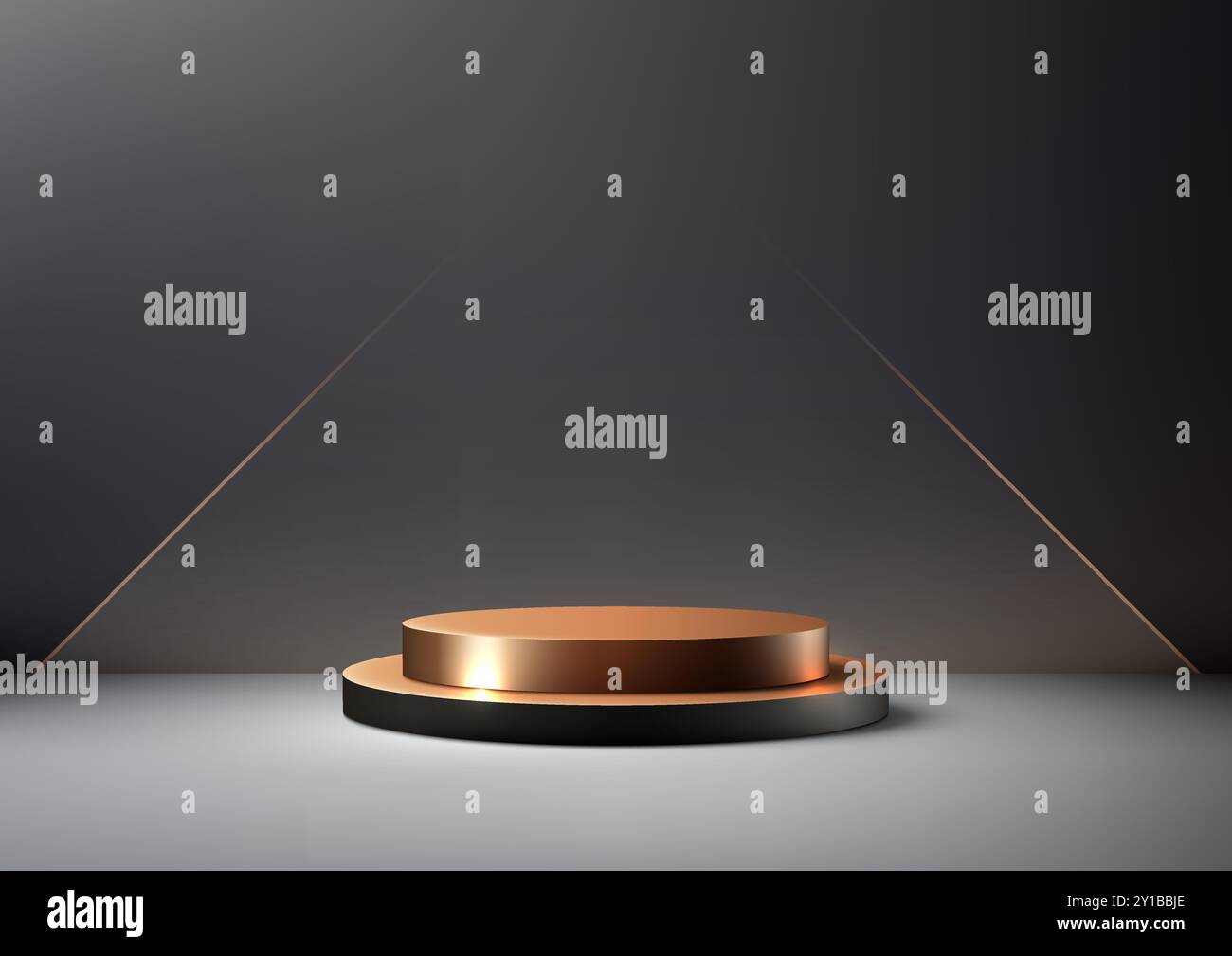 Luxury Gold 3D Platform with Dark Background, Elegant Black Base Podium ...