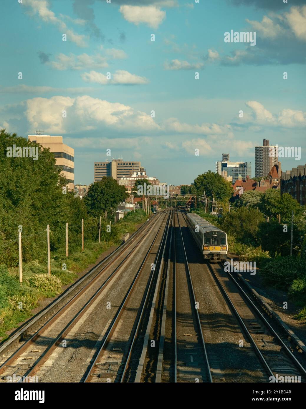 View of the Long Island Railroad tracks from 67th Avenue Pedestrian ...