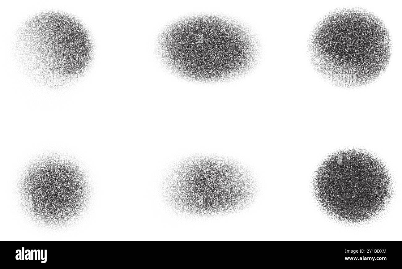 Noisy gradient shapes. Grainy dotted spray paint dust. Vector stipple ...