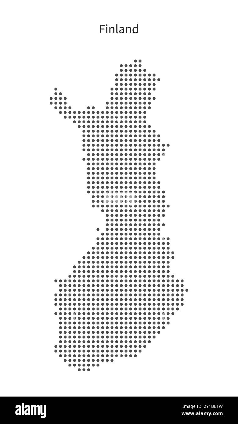 Dotted polka dot pattern map of Finland. Isolated simple silhouette map ...