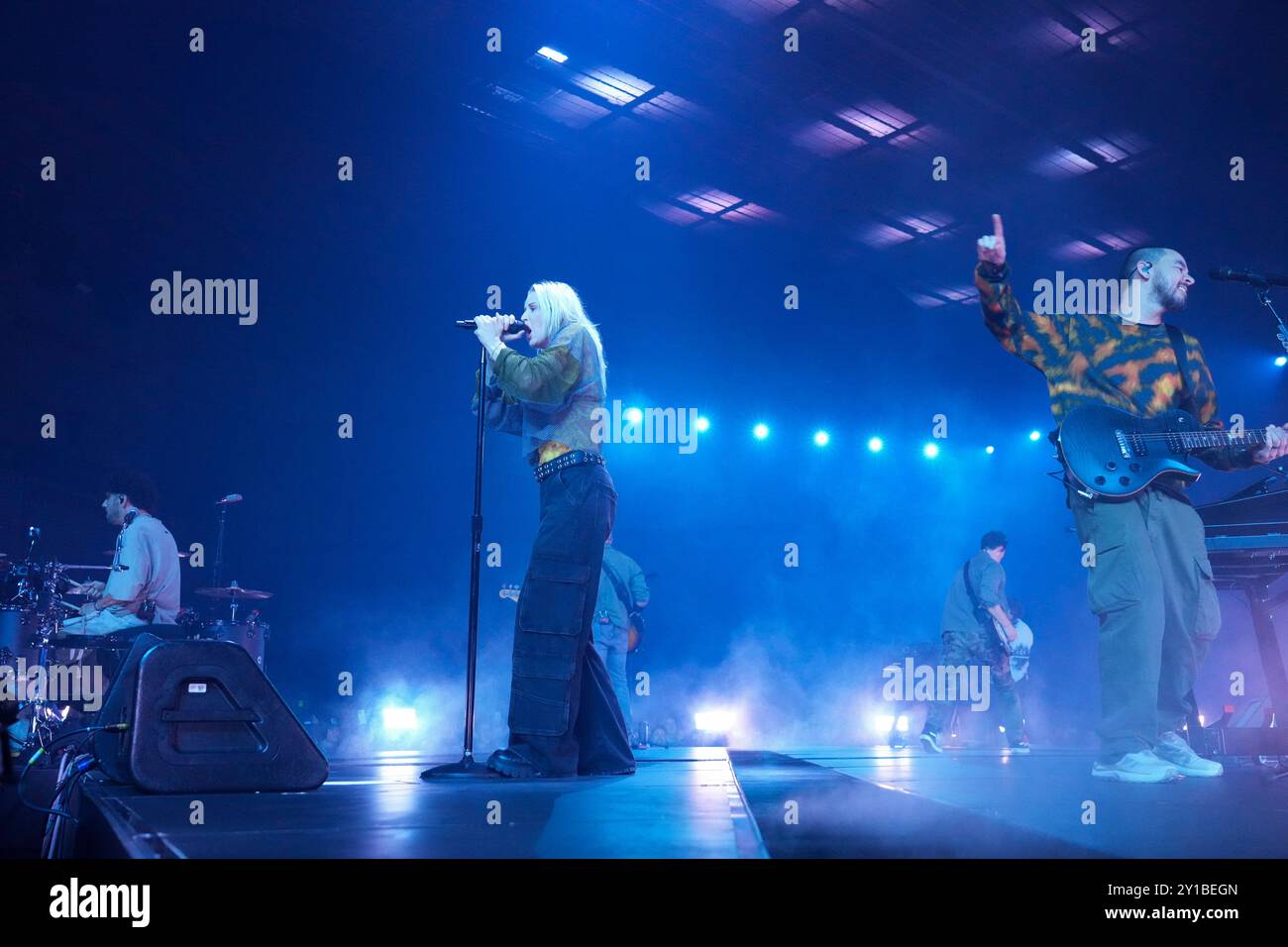 Colin Brittain, from left, Emily Armstrong, and Mike Shinoda of Linkin ...