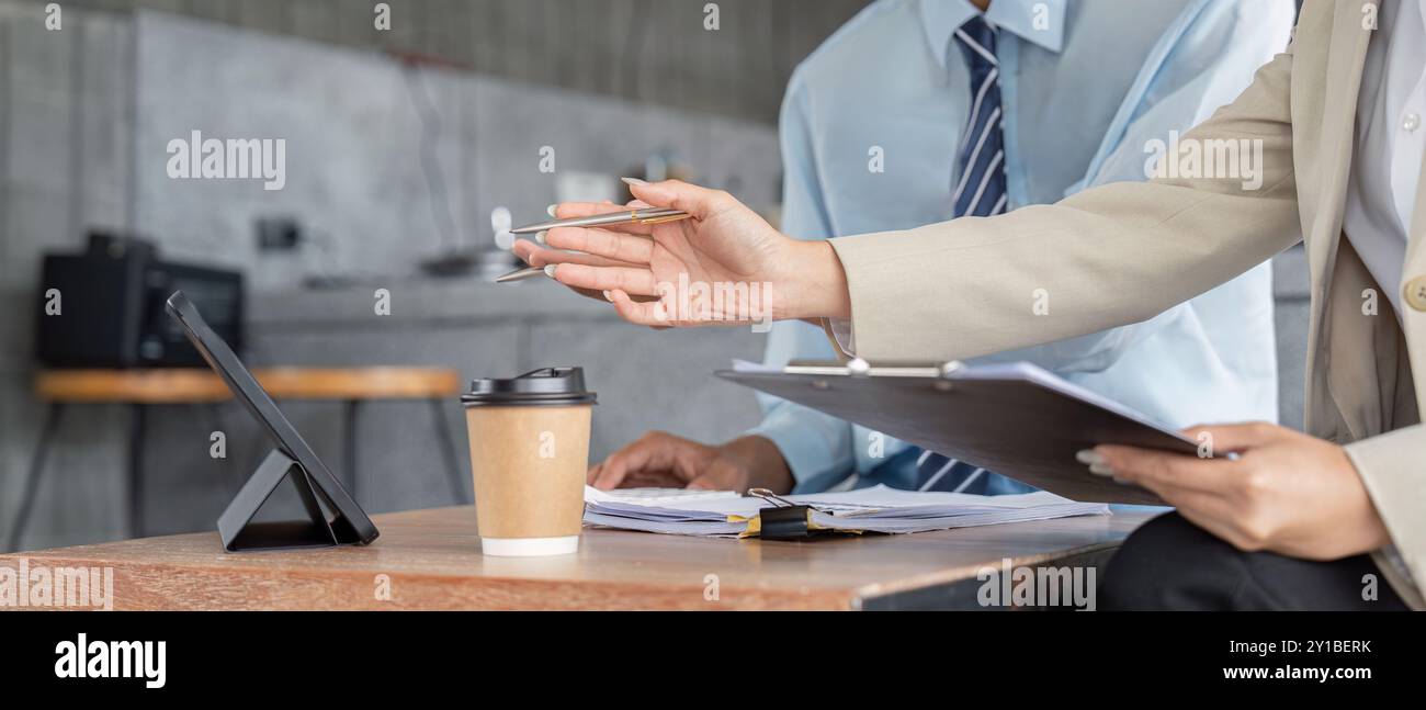 Collaborative review of documents and tablet input Stock Photo - Alamy
