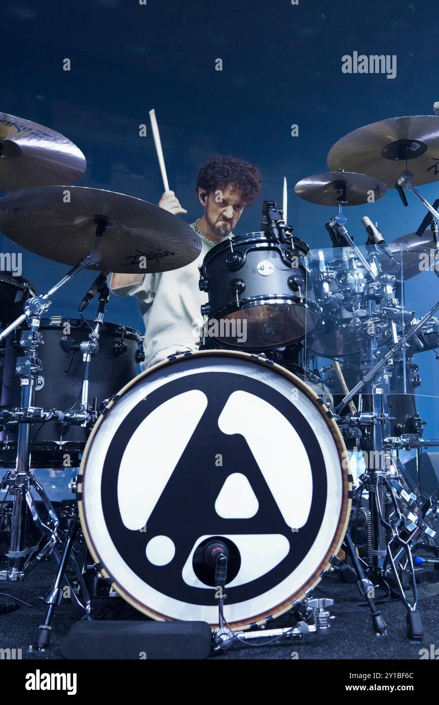 Colin Brittain of Linkin Park performs Thursday, Sept. 5, 2024, in Los ...