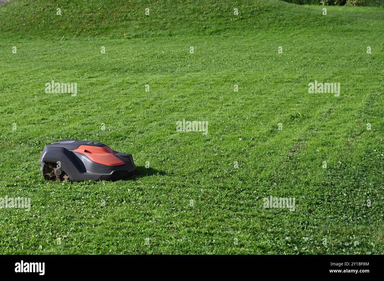 Fully automated Robotic electric lawn mower Stock Photo - Alamy