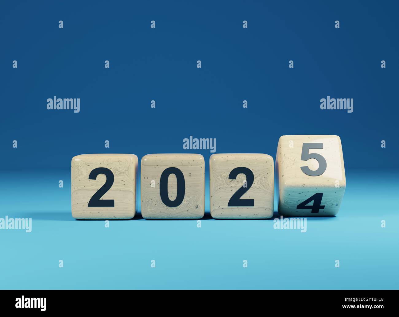 Flipping wooden cubes with the Year number 2024 and 2025, New Year ...