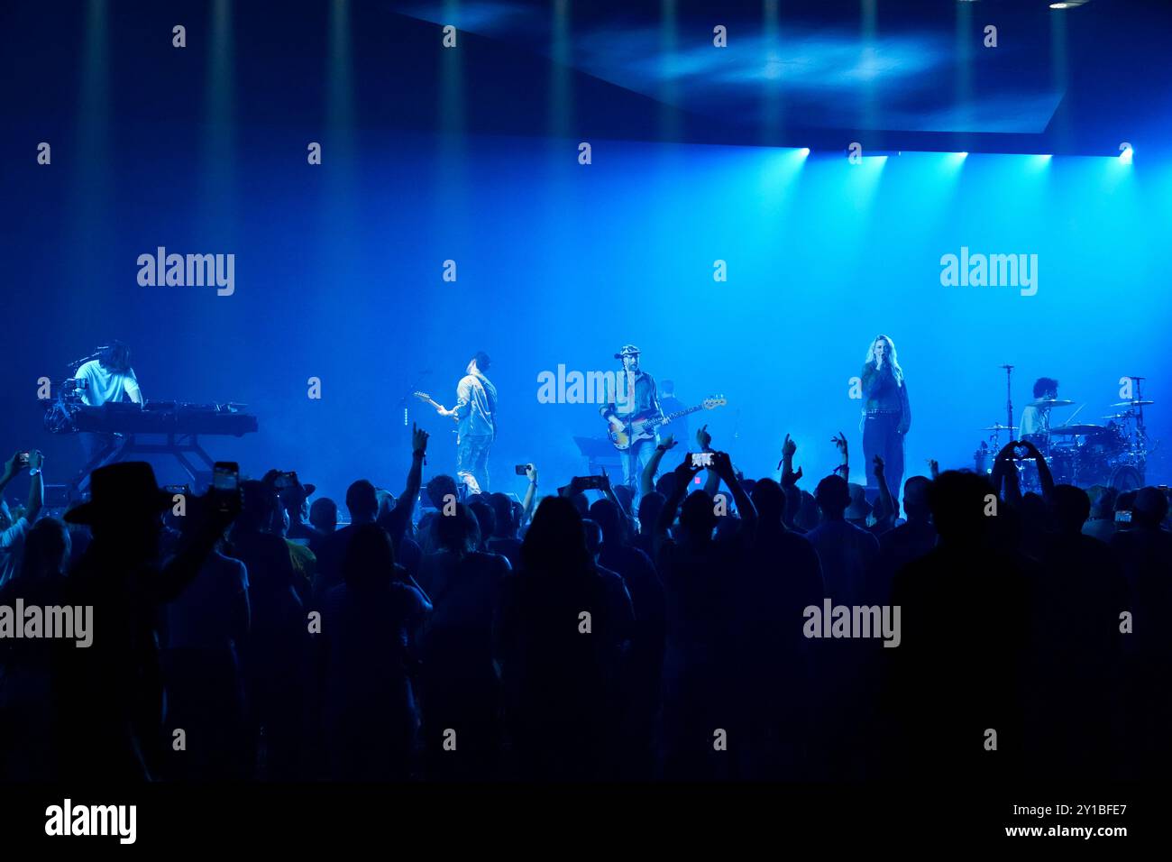 Joe Hahn, from left, Alex Feder (filling in for guitarist Brad Delson ...