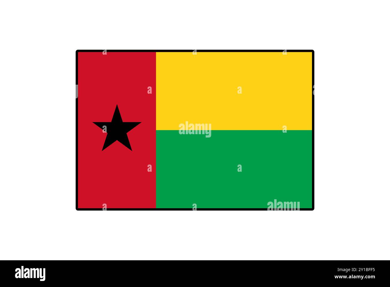 The flag of Guinea-Bissau features a striking design with a red field ...
