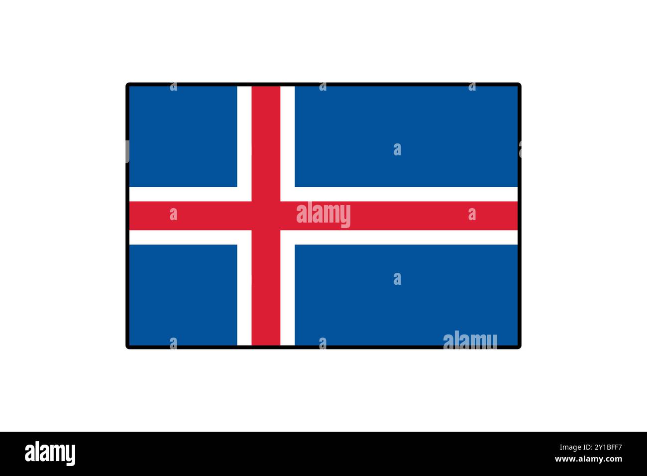 This graphic displays the flag of Iceland, showcasing its distinctive ...