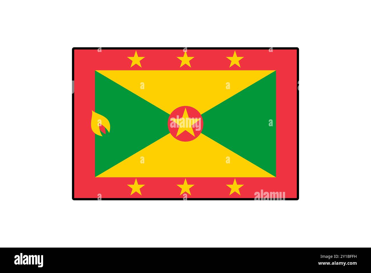 The flag of Grenada features a vibrant design with red, yellow, and ...