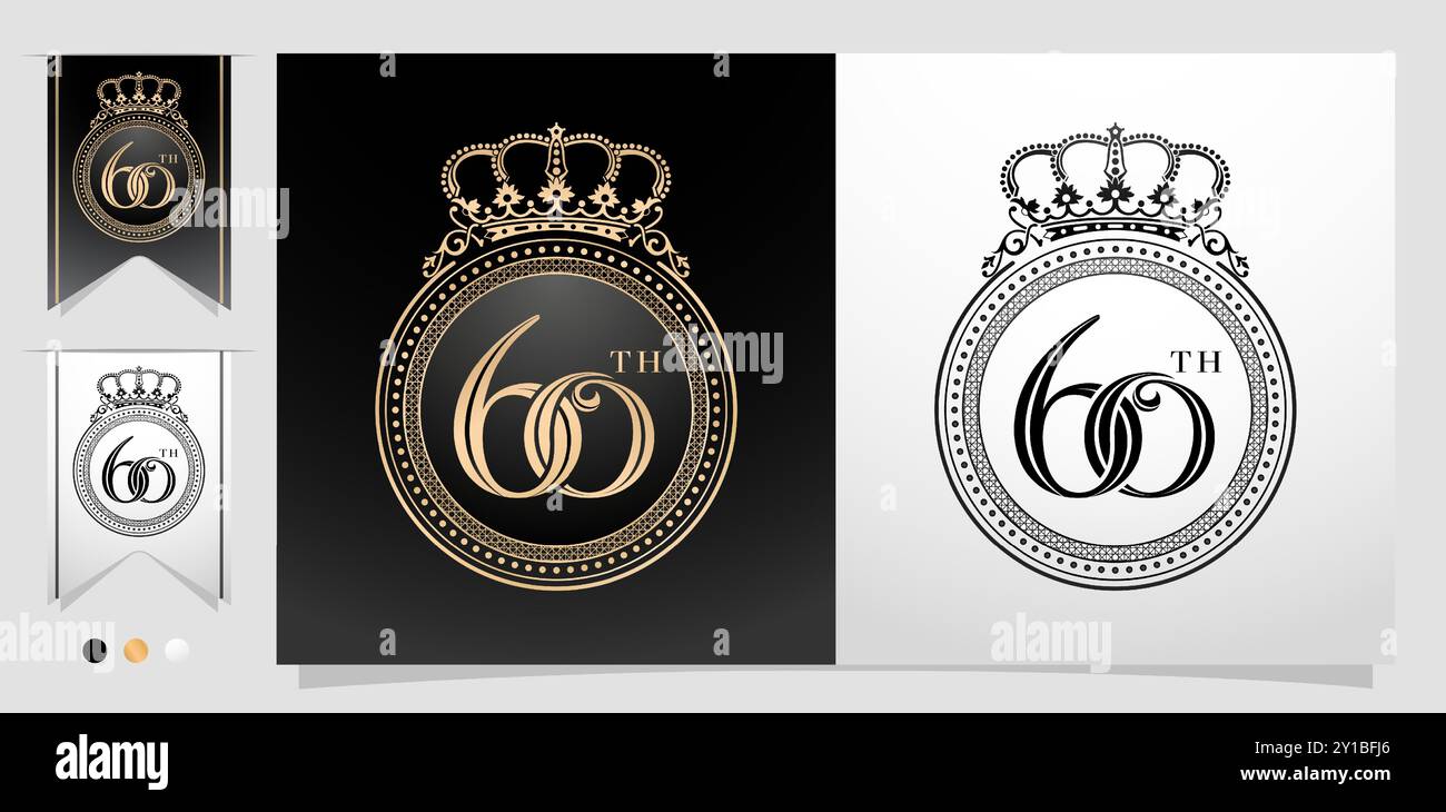 illustration of 60th with circle frame and crown. Ellipse Frame element ...