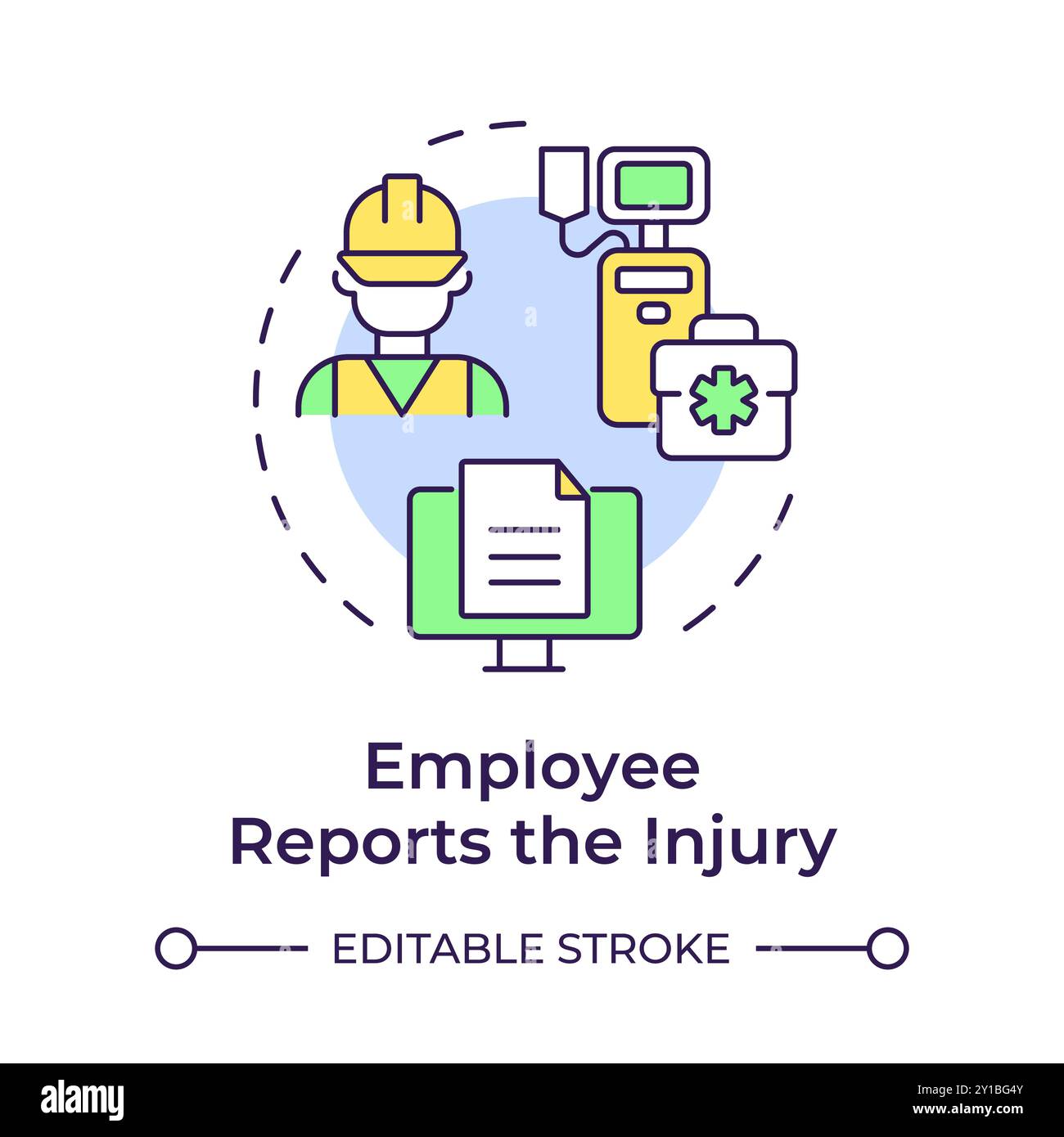 Employee injury report multi color concept icon Stock Vector Image ...