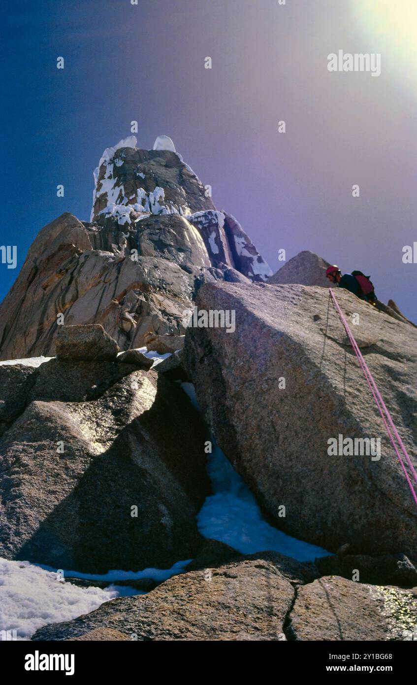 The norwegian climber Tor Tiller on the Maestri route on the big rock ...